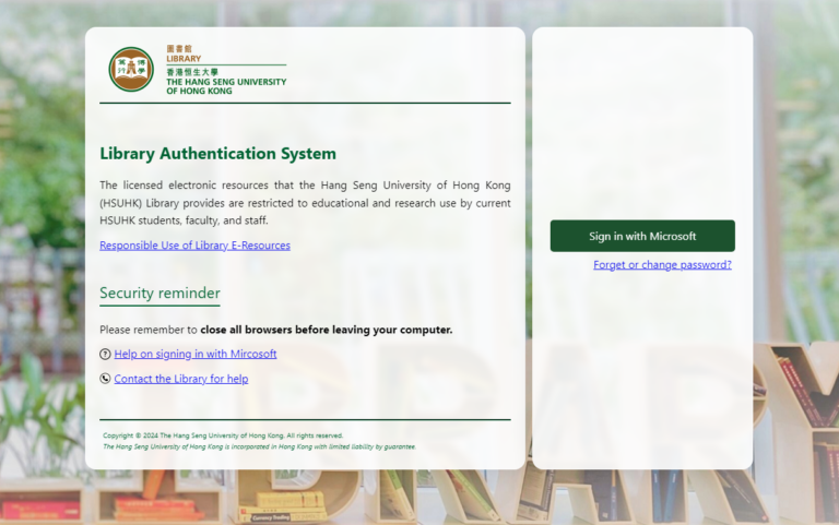 Access E-Resources On and Off Campus - Library, The Hang Seng ...